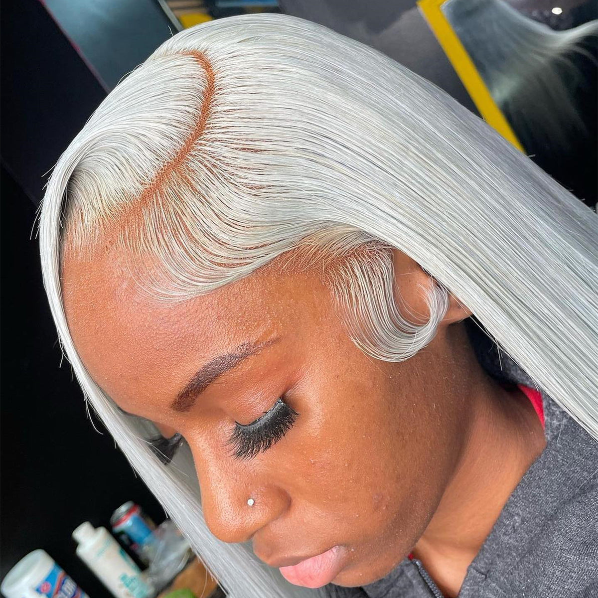 Luxury Silver White Color Straight Lace Front Wig – Lux Hair Shop