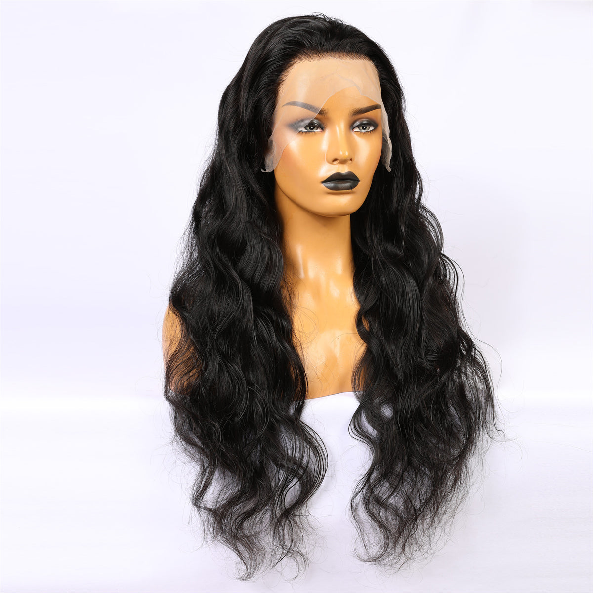 Brazilian Hair Black Color Fashion Body Wavy Long Hair Lace Front Wig ...