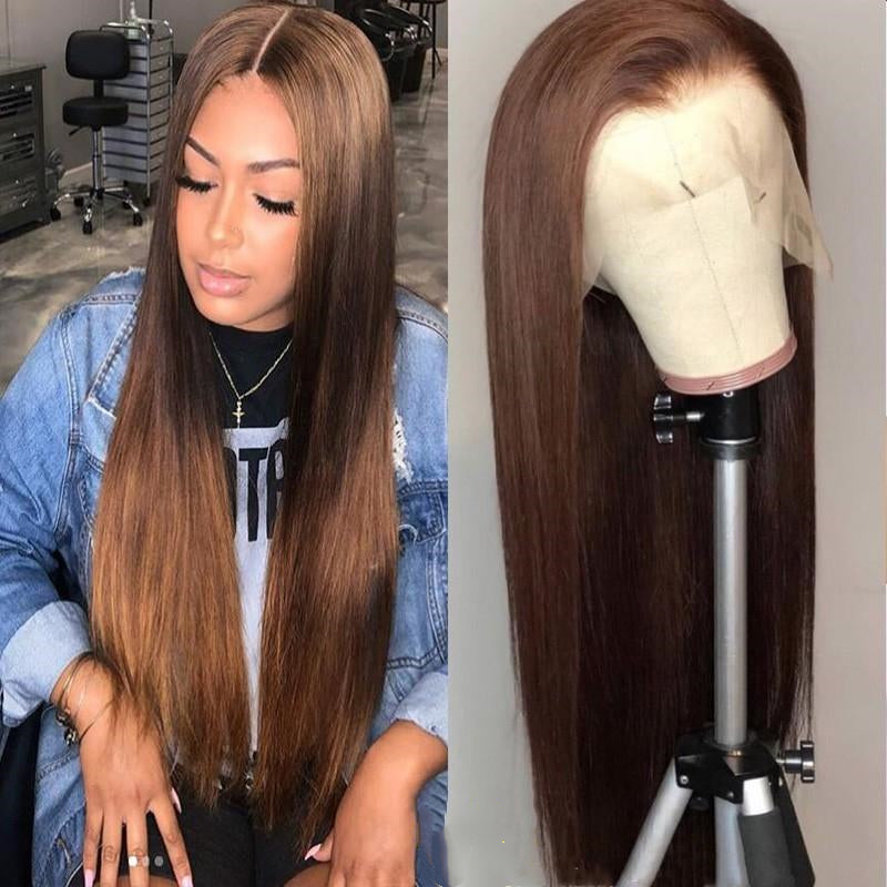 Brazilian Hair Brown Chocolate Color Hair Lace Front Wig Fashion Strai ...