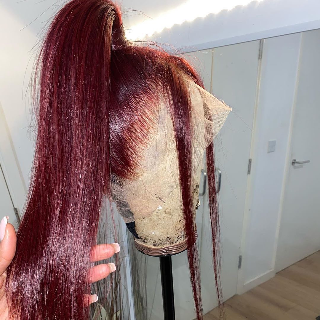 Peruvian Hair Burgundy Color Fashion Style Short Lace Front Wig – Lux ...